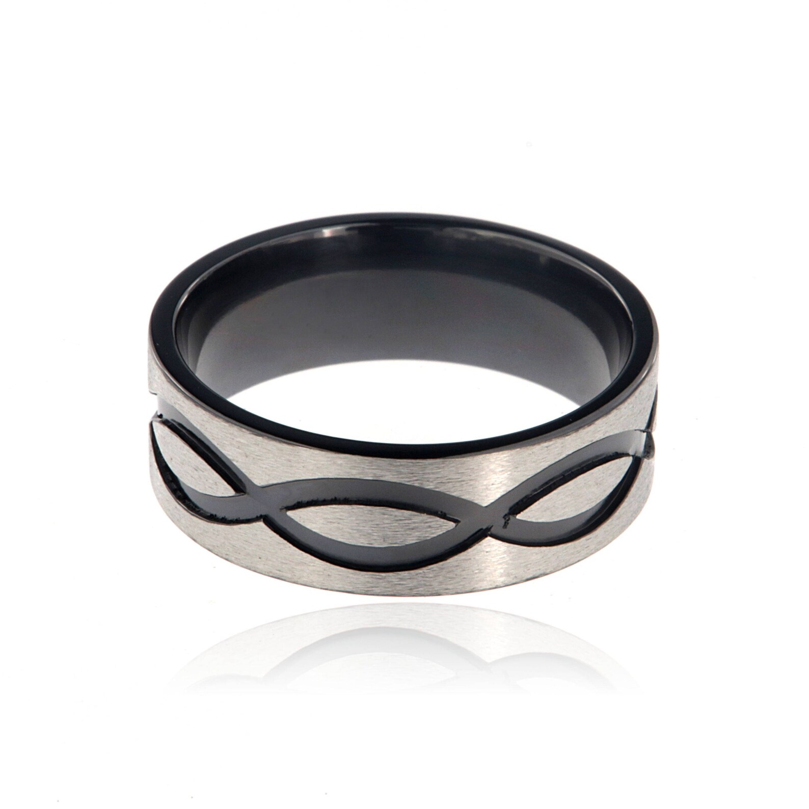 Black Titanium Infinity Ring 8MM Infinity Band Carved Two - Etsy UK