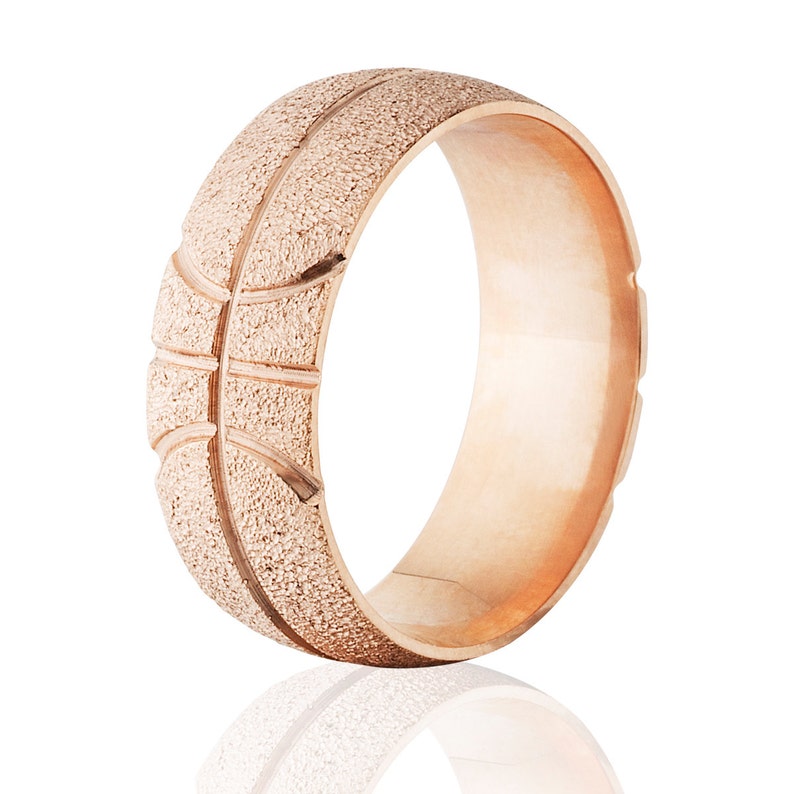 Buy 14k Rose Gold Basketball Rings Custom Basketball Wedding Online in ...