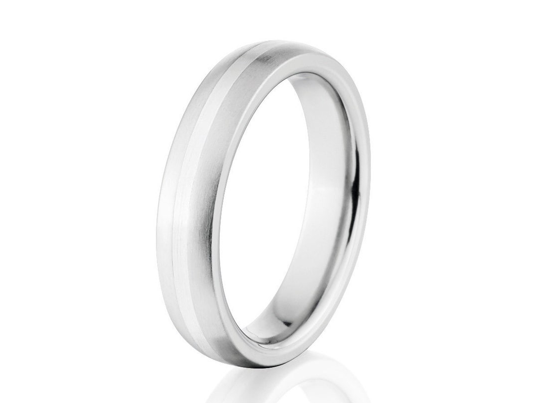 New 5mm Titanium Ring, Sterling Silver Inlay, Modern Ring 4-17 ...