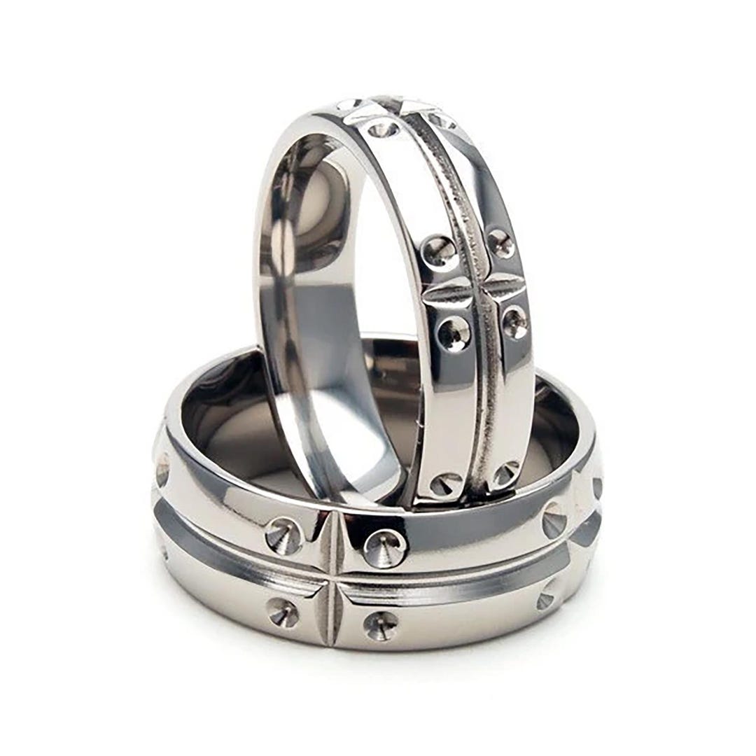 New His and Hers Set Titanium Rings - MATRIX Jewelry: 8HRP.6HRP-MATRIX ...