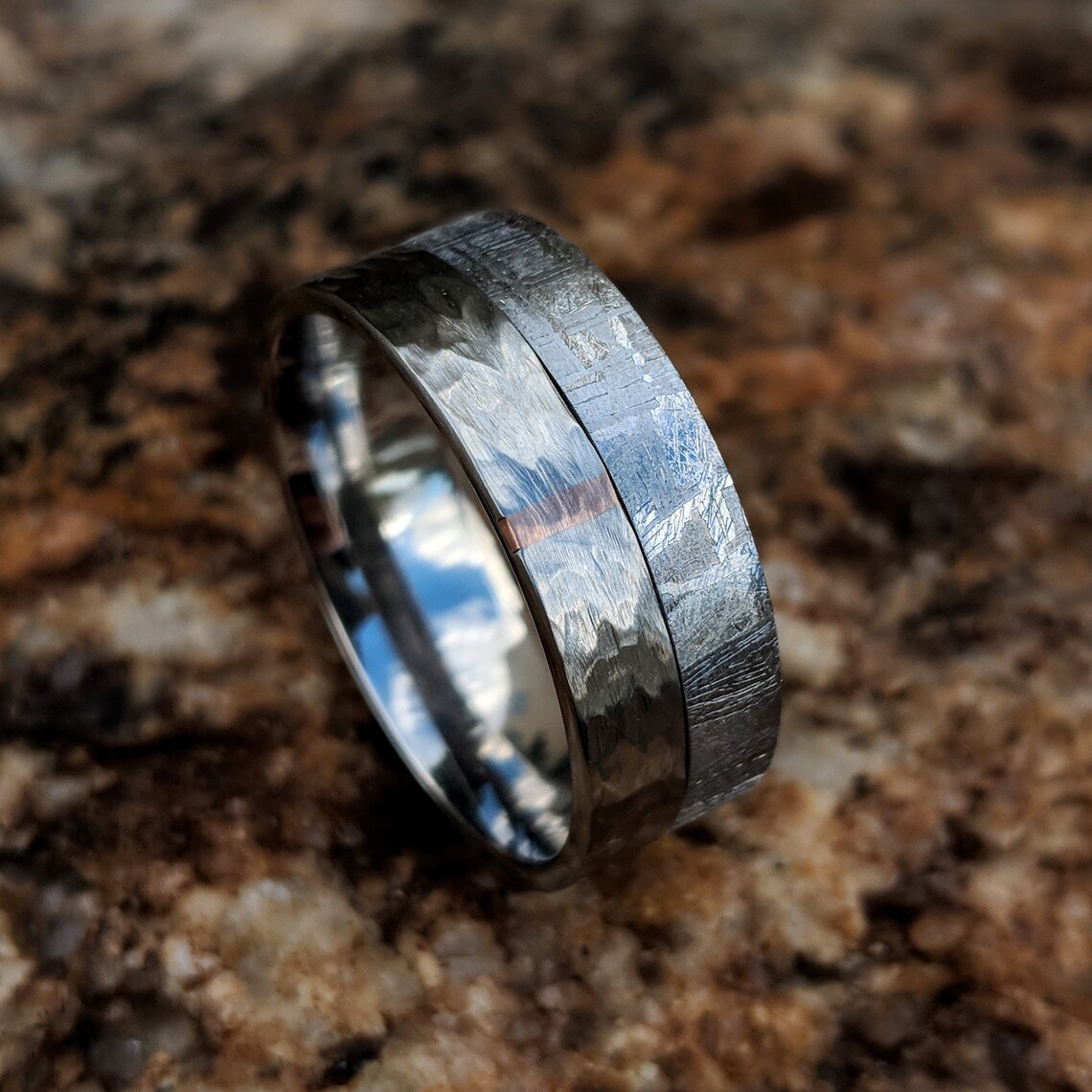 Gibeon Meteorite Ring Custom Made Meteorite Wedding Bands 14k - Etsy