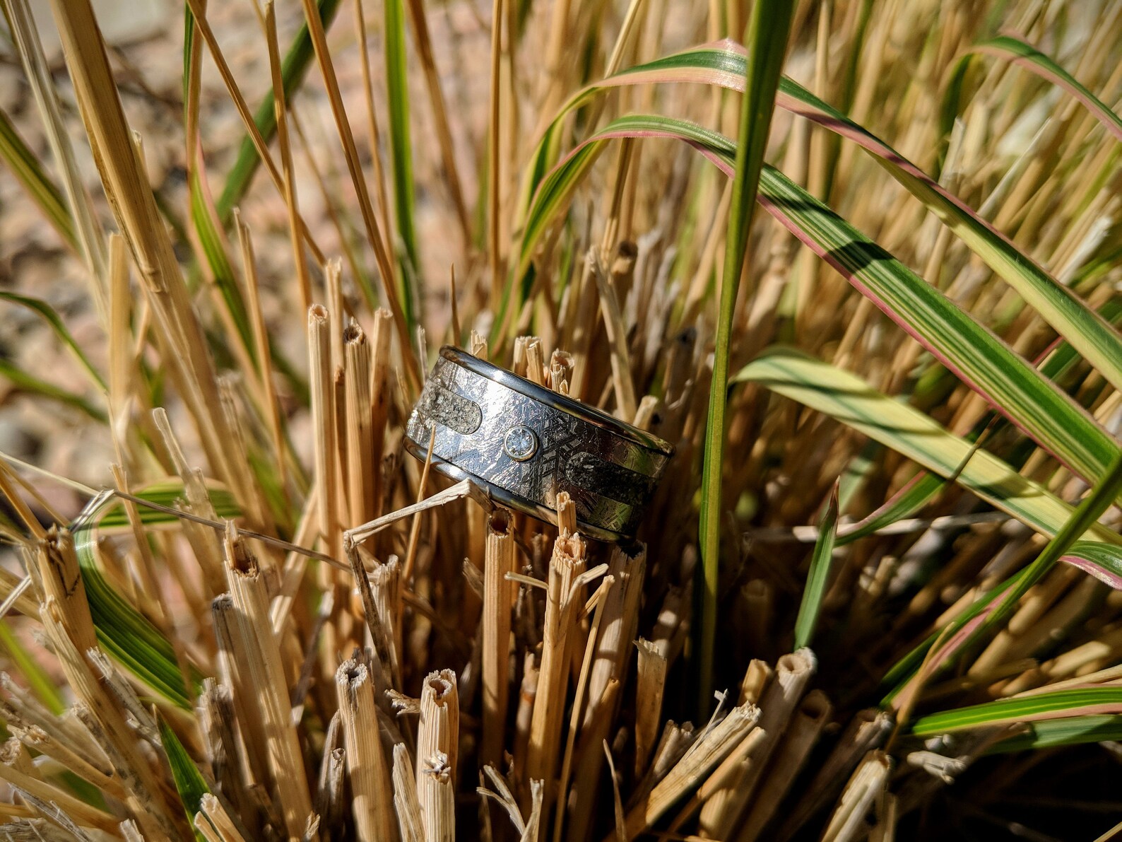 Meteorite Ring Custom Made Meteorite Wedding Band With Inlaid - Etsy
