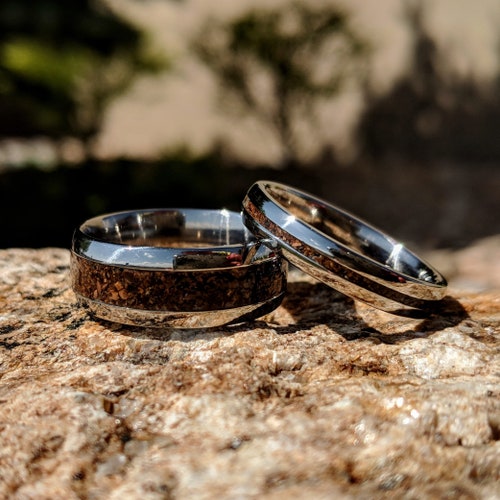 Tyrannosaurus Rex & Meteorite Ring Set Titanium Ring Dinosaur - Etsy