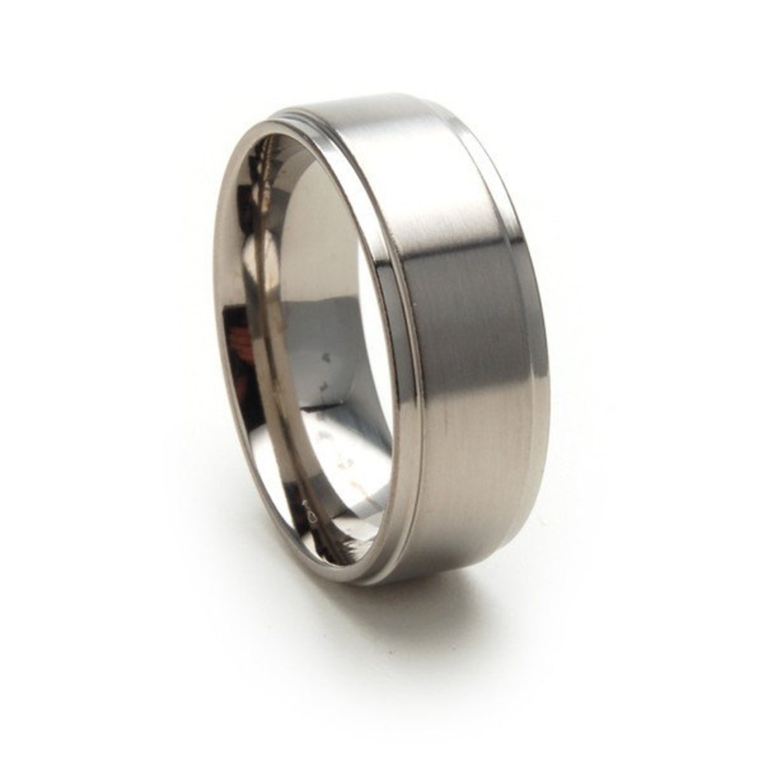 New 8mm Wide Titanium Ring 8RC-B - Etsy