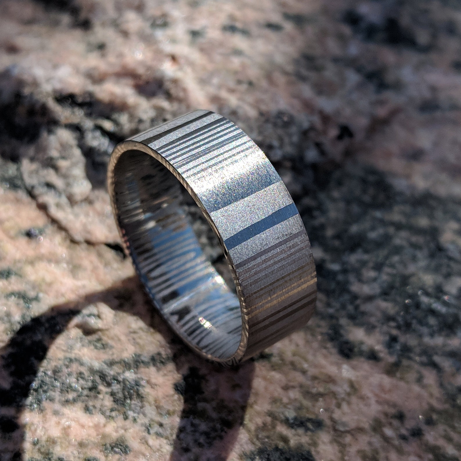 Damascus Steel Wedding Ring USA Made Damascus Bands DS-8F-ST - Etsy