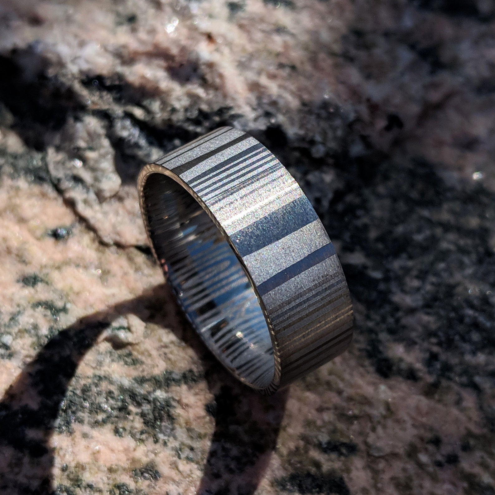 Damascus Steel Wedding Ring USA Made Damascus Bands DS-8F-ST | Etsy