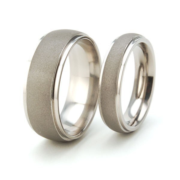 Titanium Matching His and Hers Set Modern Ring - Etsy