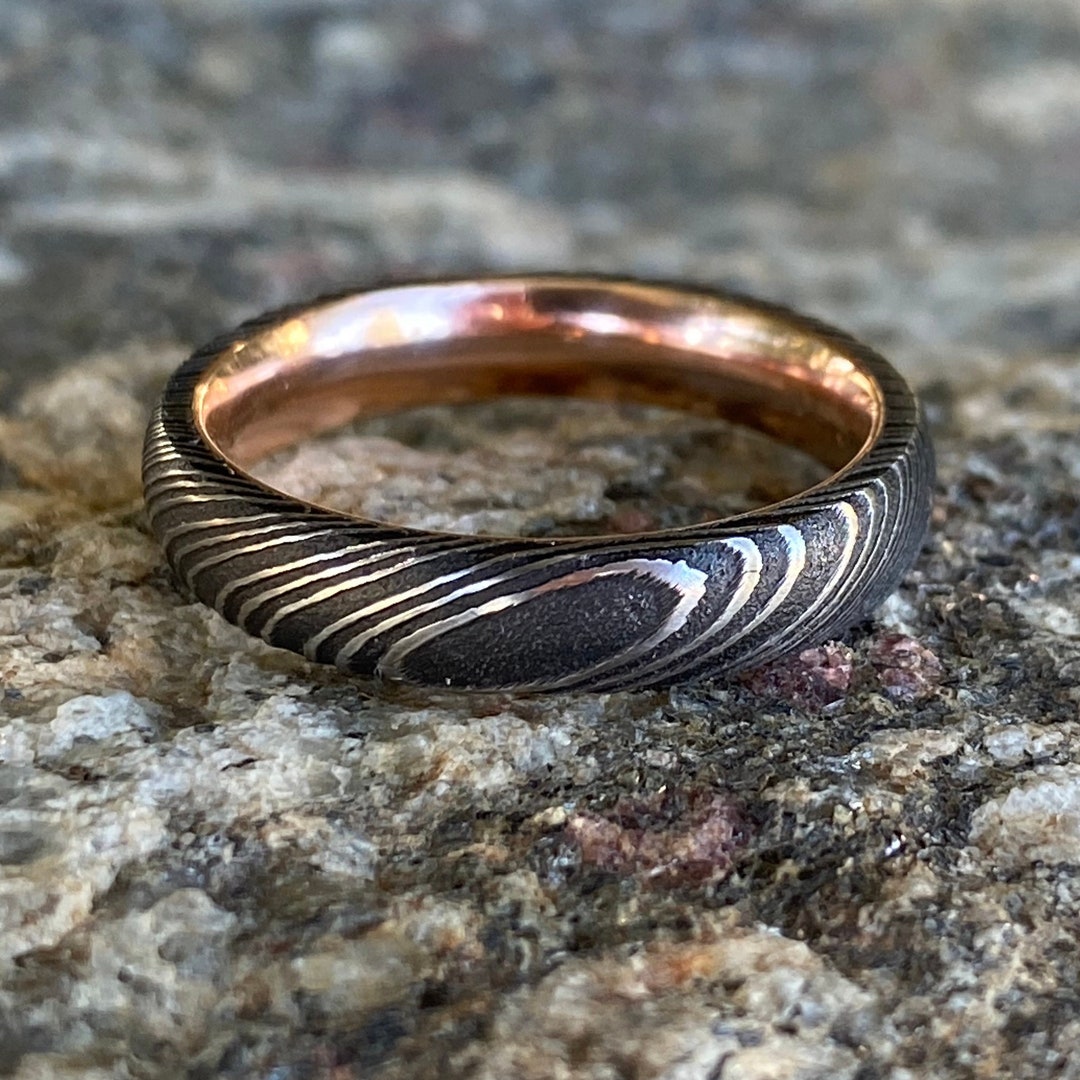 Damascus rose gold ring store