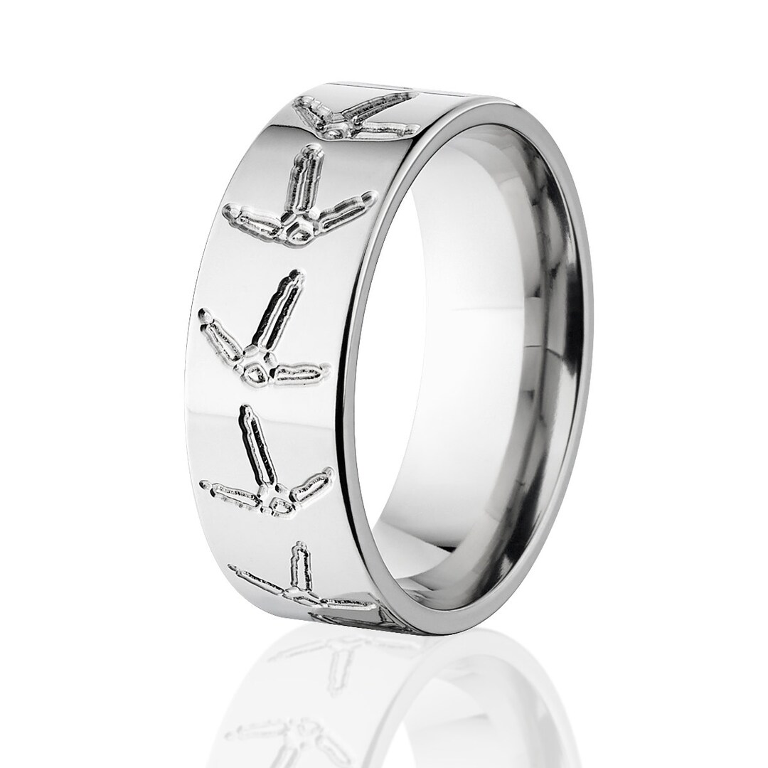 Titanium Ring With Milled Turkey Track, Titanium Bands, Hunter Jewelry ...