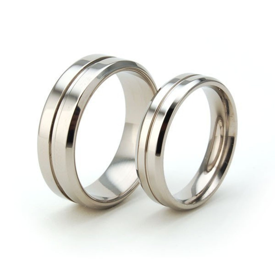 New Titanium Matching Ring Set His and Her's: - Etsy
