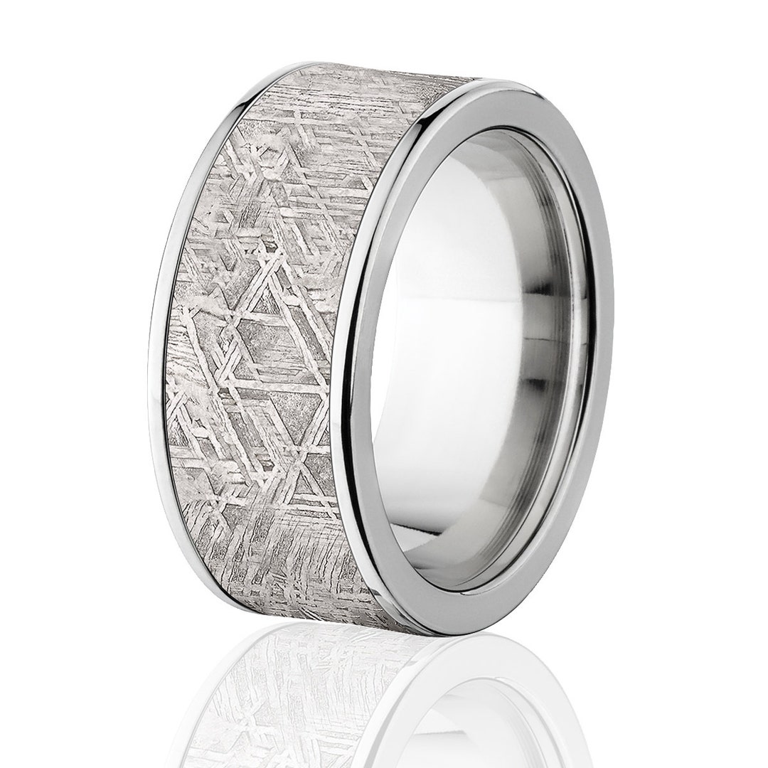 10MM Wide Meteorite Bands With Comfort Fit Titanium, Meteorite Rings ...
