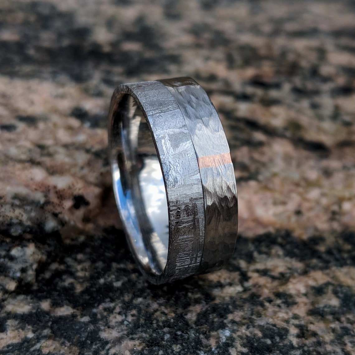 Gibeon Meteorite Ring Custom Made Meteorite Wedding Bands 14k - Etsy
