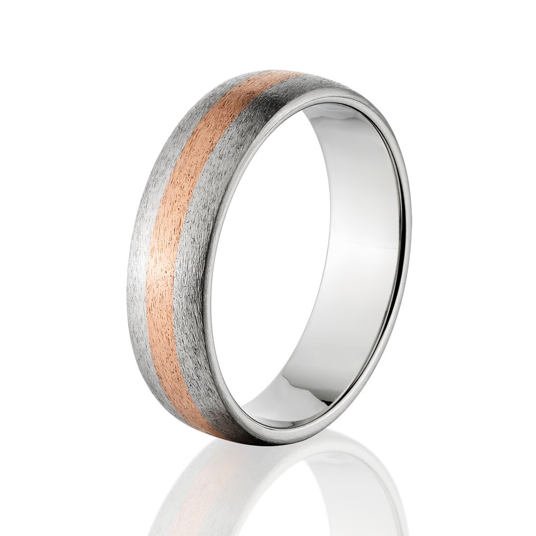 Titanium Wedding Ring, Copper Inlay Design, 6 Mm Comfort Fit Band - Etsy