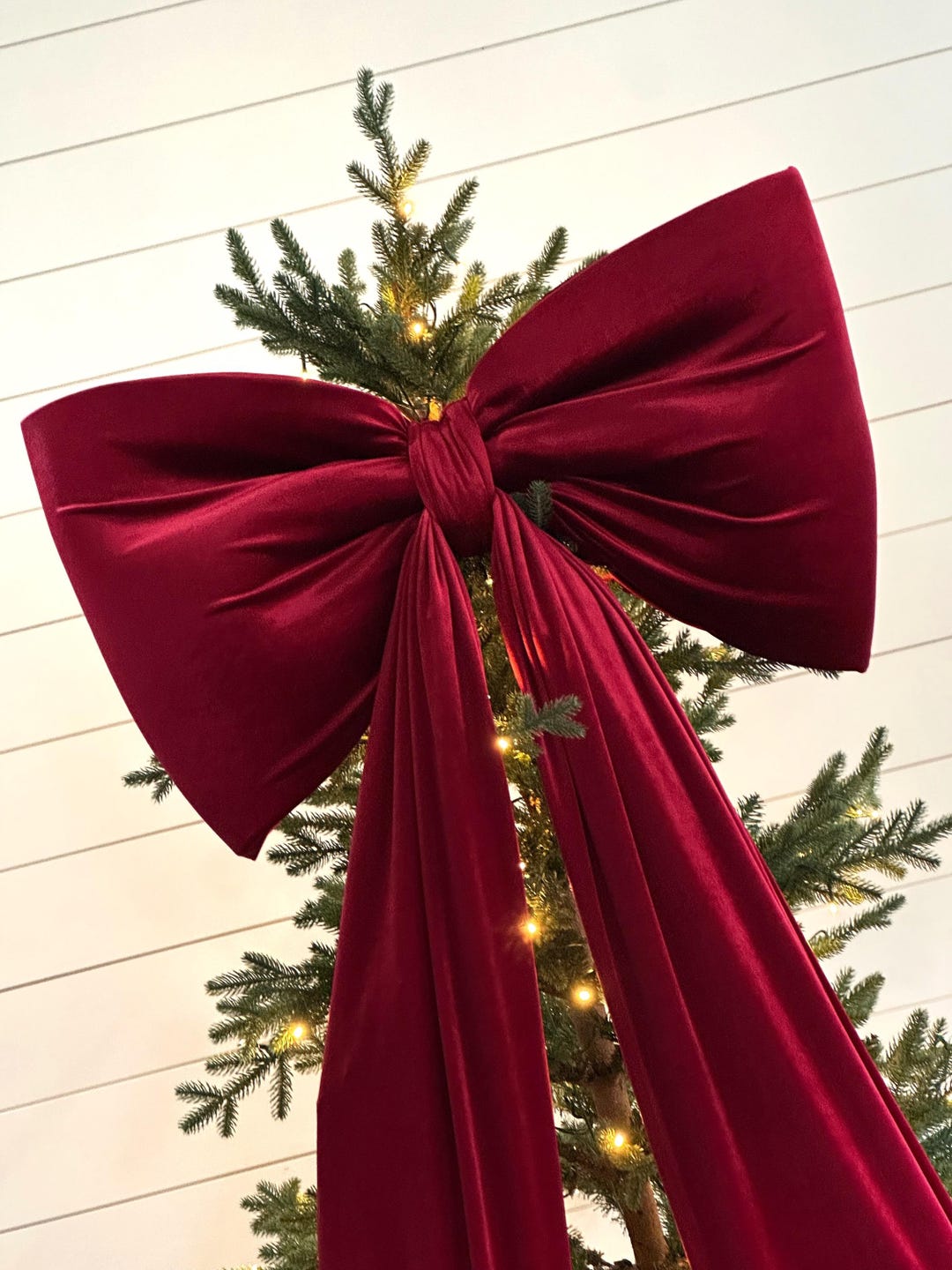 Large Red Velvet Christmas Bow , Tree Topper, Wall Party Bow, Holiday ...
