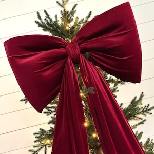 Large Red Velvet Christmas Bow , Tree Topper, Wall Party Bow, Holiday ...