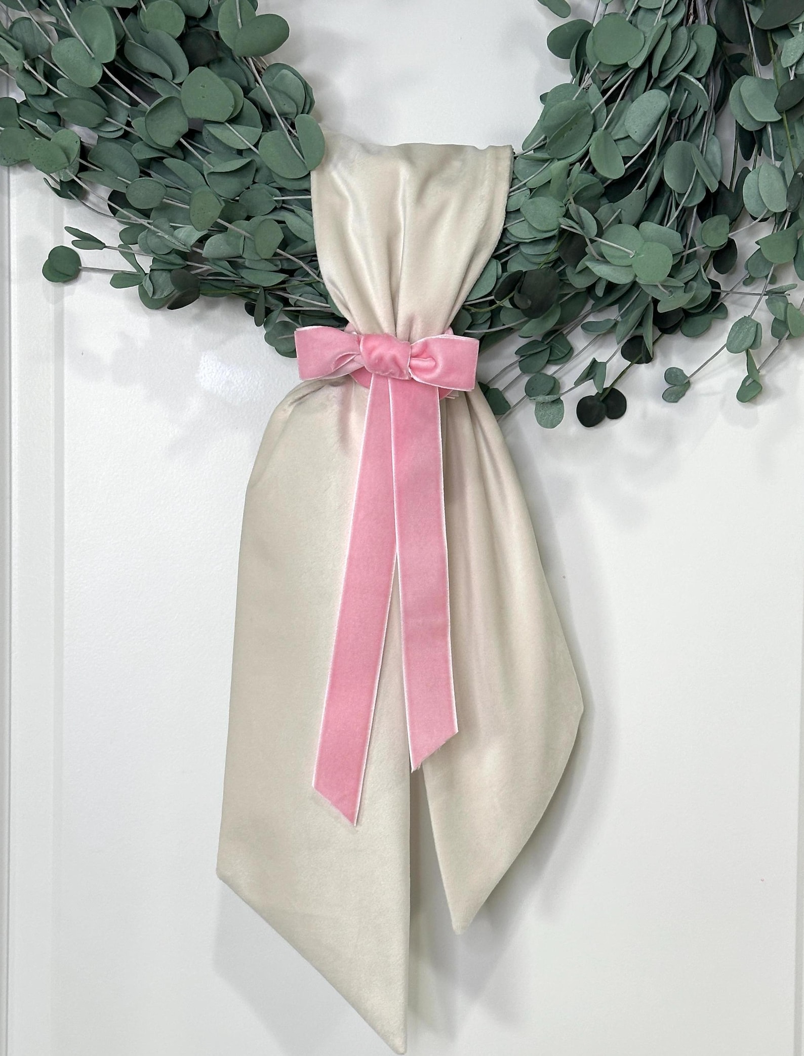 Velvet Sash With Bow for Wreath Front Door, Wreath Sash, Easter Wreath ...