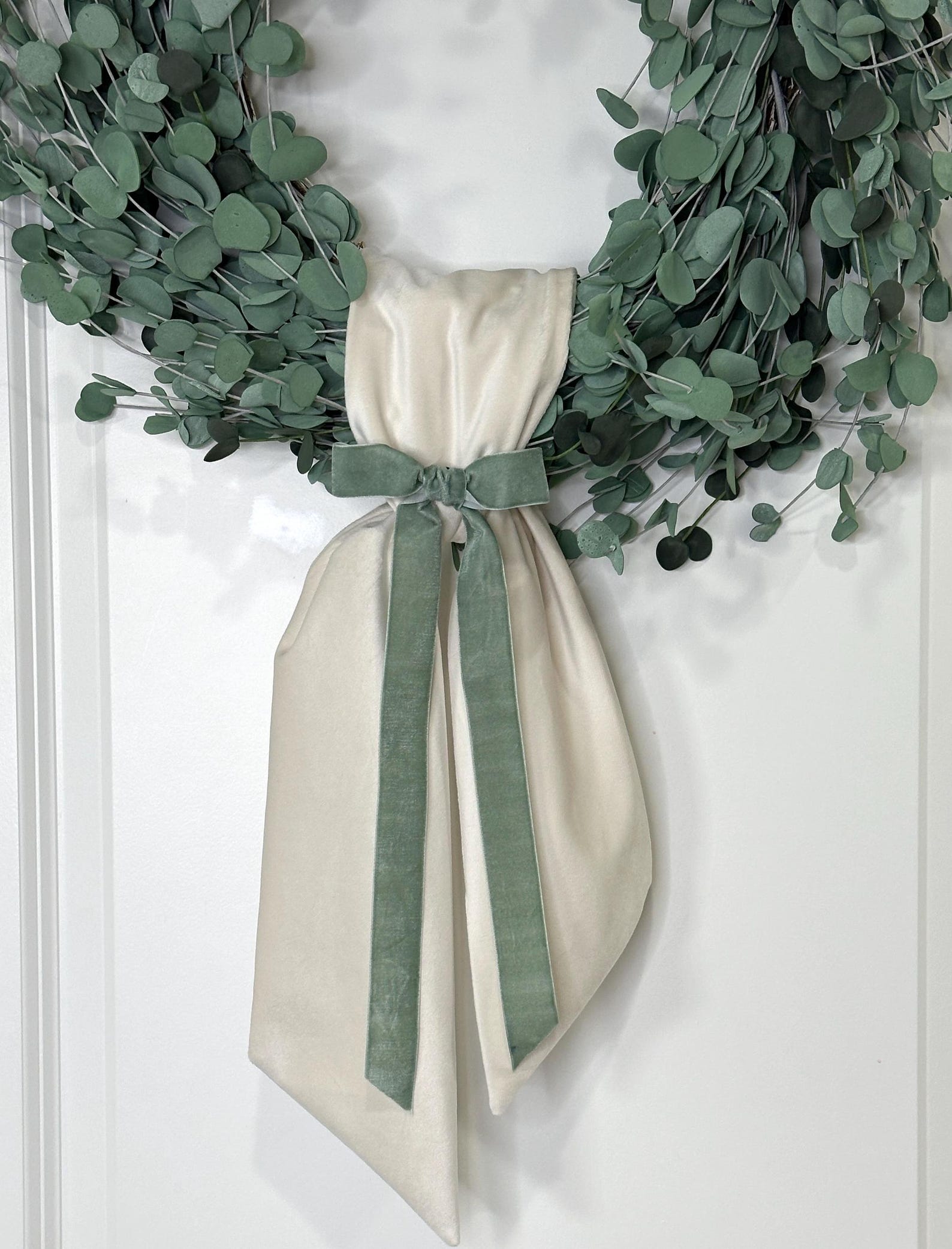 Velvet Sash With Bow for Wreath Front Door, Wreath Sash, Easter Wreath ...