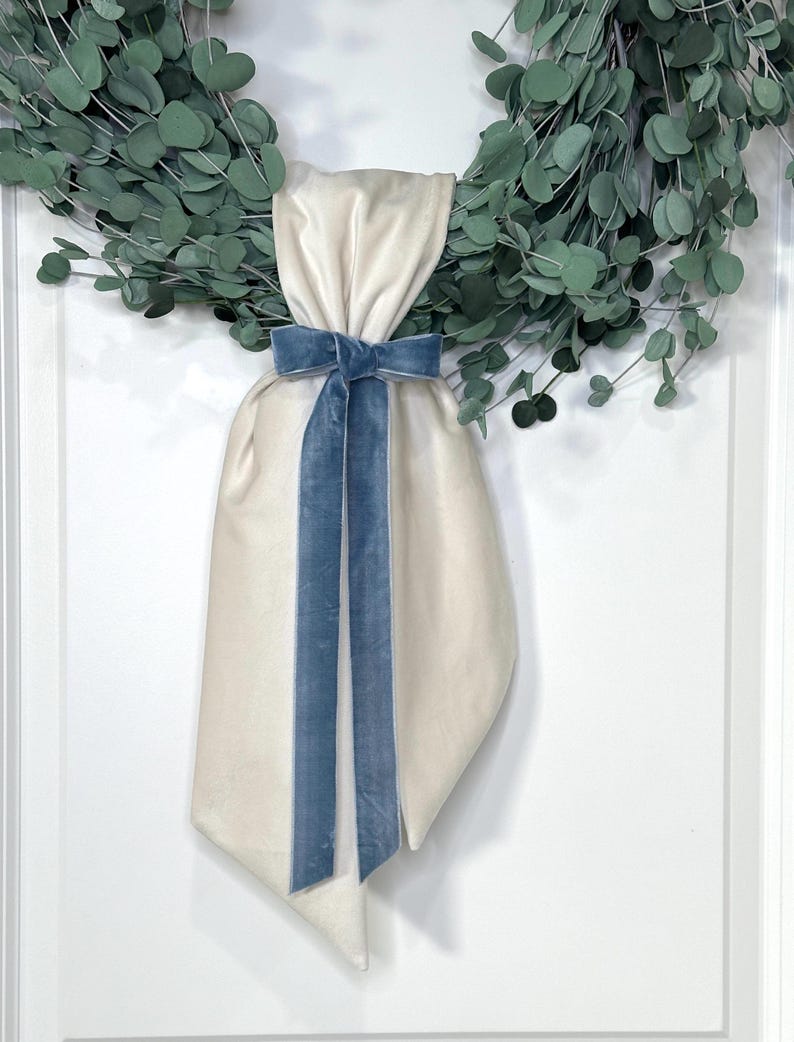 Velvet Sash With Bow for Wreath Front Door, Wreath Sash, Easter Wreath ...