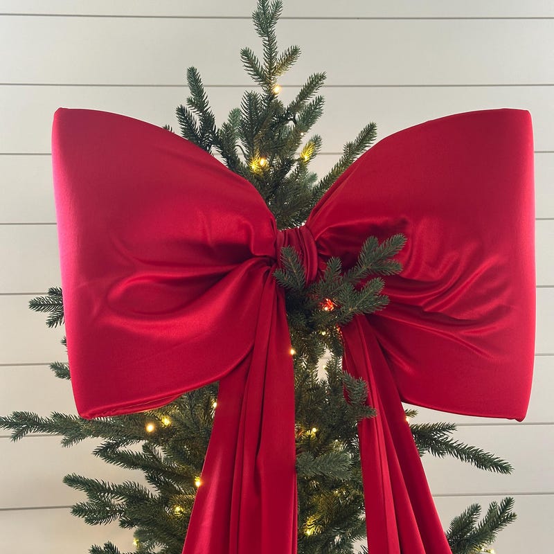 Red Bow Christmas Tree Topper - Etsy