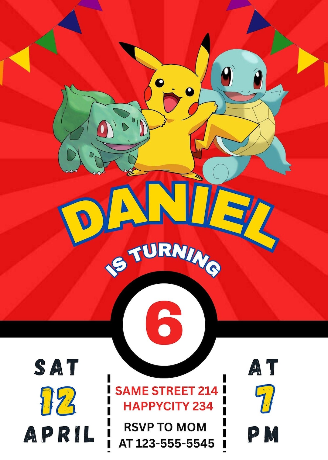 Editable Monster Card Birthday Invitation Digital Party Template ...