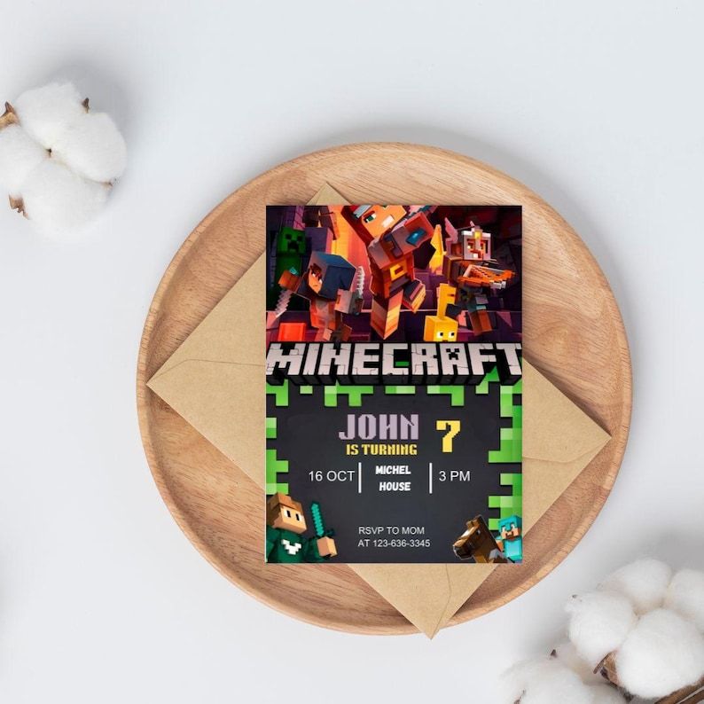 Editable Pixel Game Birthday Invitation | Gamer Party Template for Kids ...