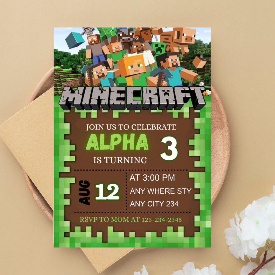 Editable Pixel Game Birthday Invitation, Digital Download Gamer Party ...