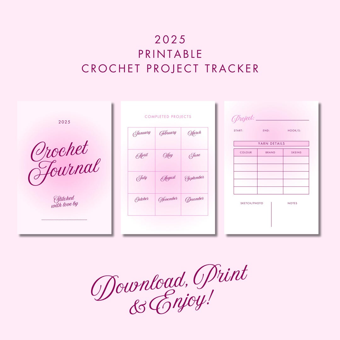 2025 Printable Crochet Project Tracker | Journal | Digital | Gift Idea ...