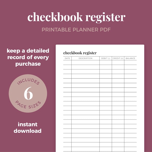 Checkbook Register - Etsy