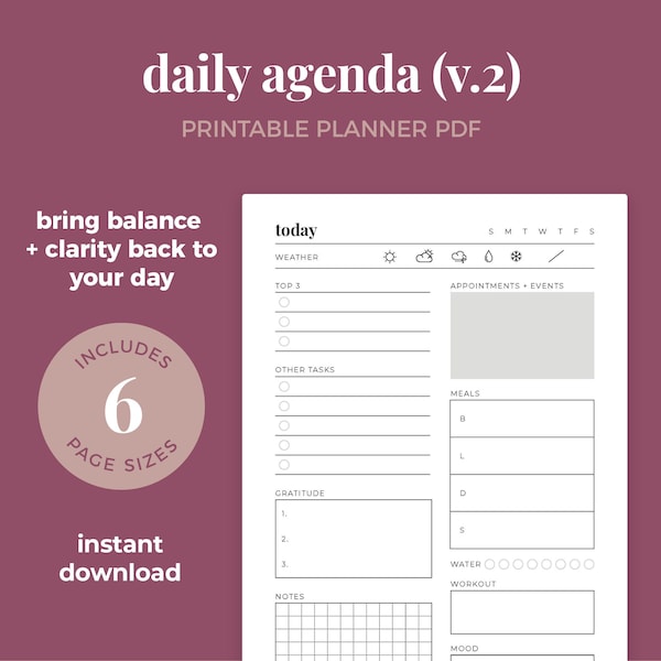 Daily Overview Planner - Etsy