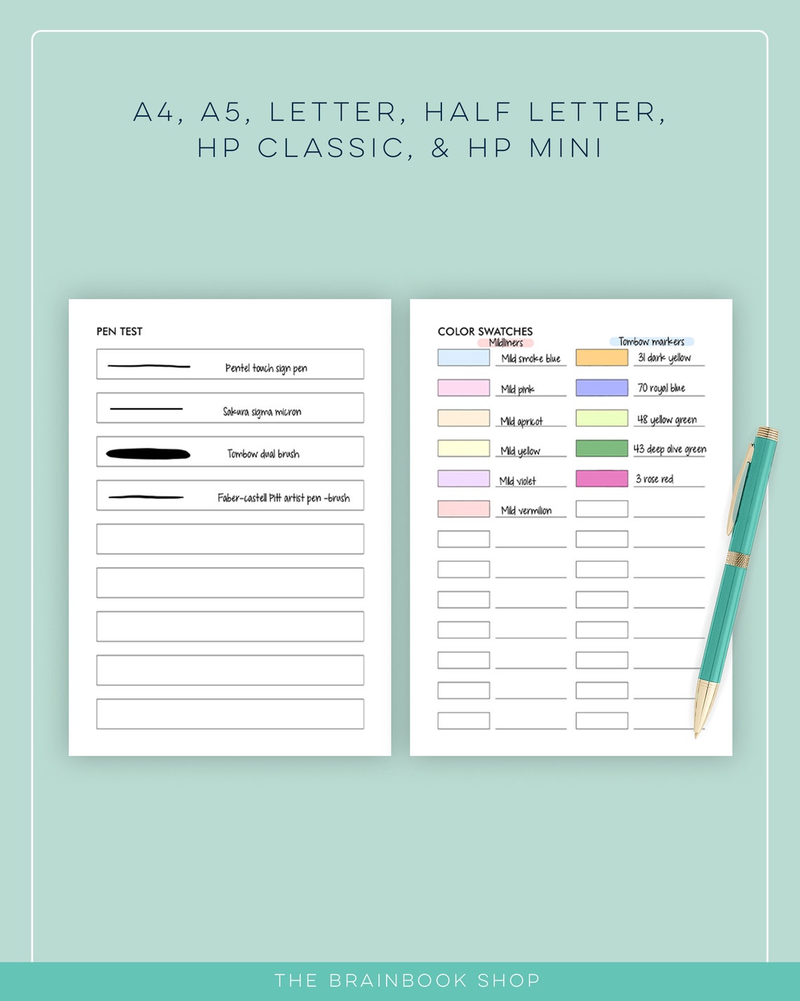 Color Swatch Chart, Pen Test Page, Tombow Reference Sheet, Marker Log ...