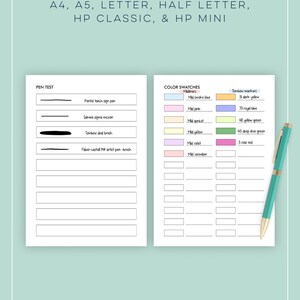 Color Swatch Chart, Pen Test Page, Tombow Reference Sheet, Marker Log ...