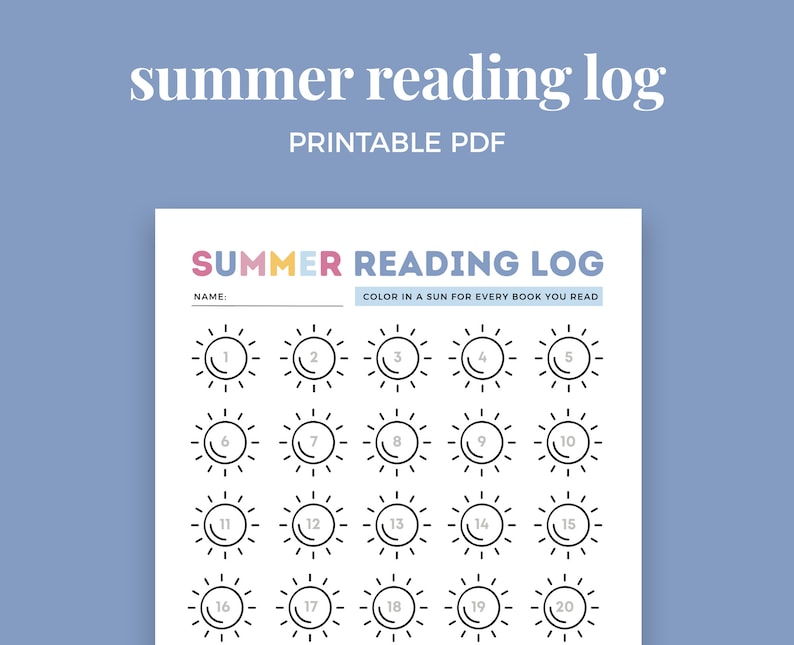 Summer Reading Log for Kids, Book Tracker Printable, PDF Tracker ...