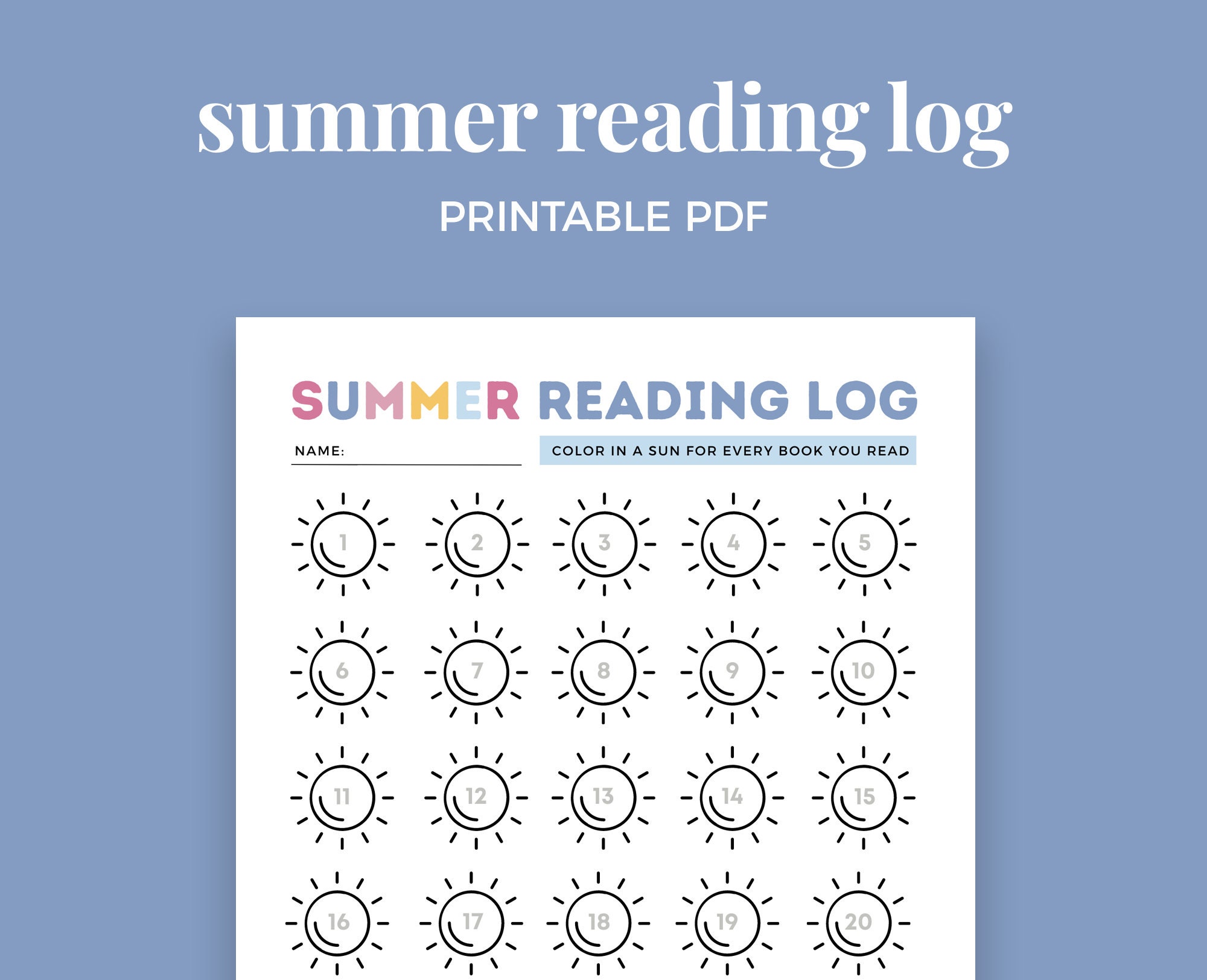 Summer Reading Log for Kids, Book Tracker Printable, PDF Tracker ...