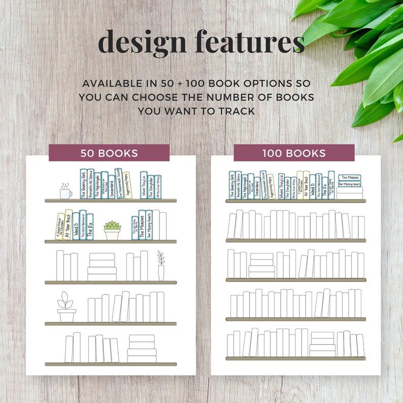 Bookshelf Reading Trackers, 100 50 Book Options, Insert Into Reading ...