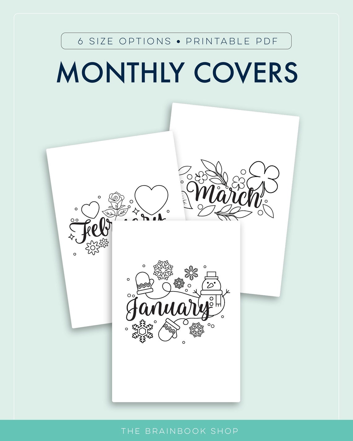 Monthly Cover Pages Printable Month Coloring Pages Seasonal - Etsy