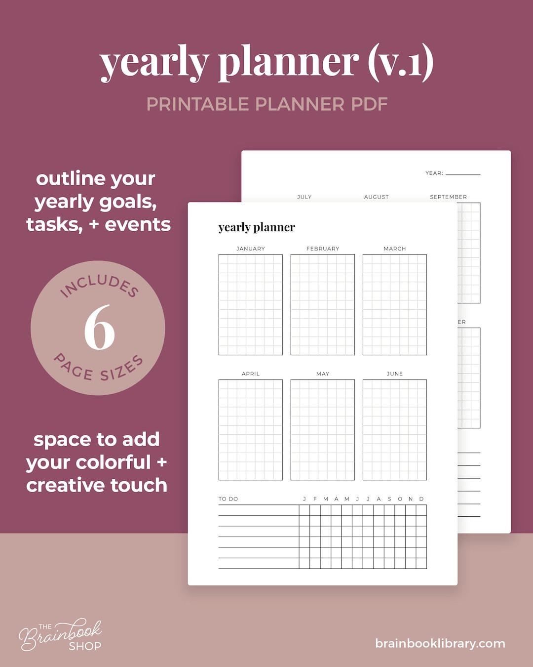 Yearly Planner Printable, Yearly Overview, Year at a Glance Planning ...