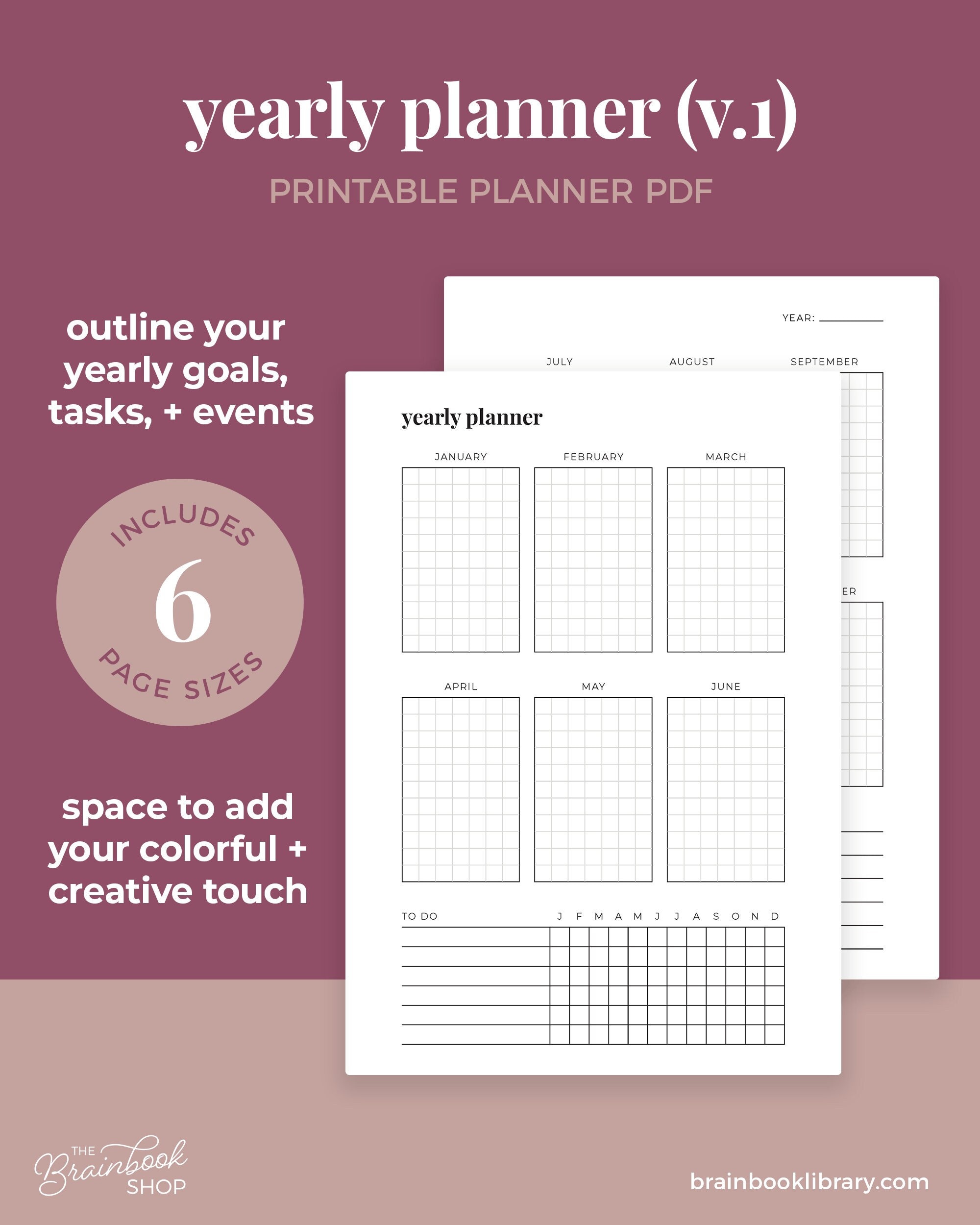 Yearly Planner Printable Yearly Overview Year at a Glance - Etsy