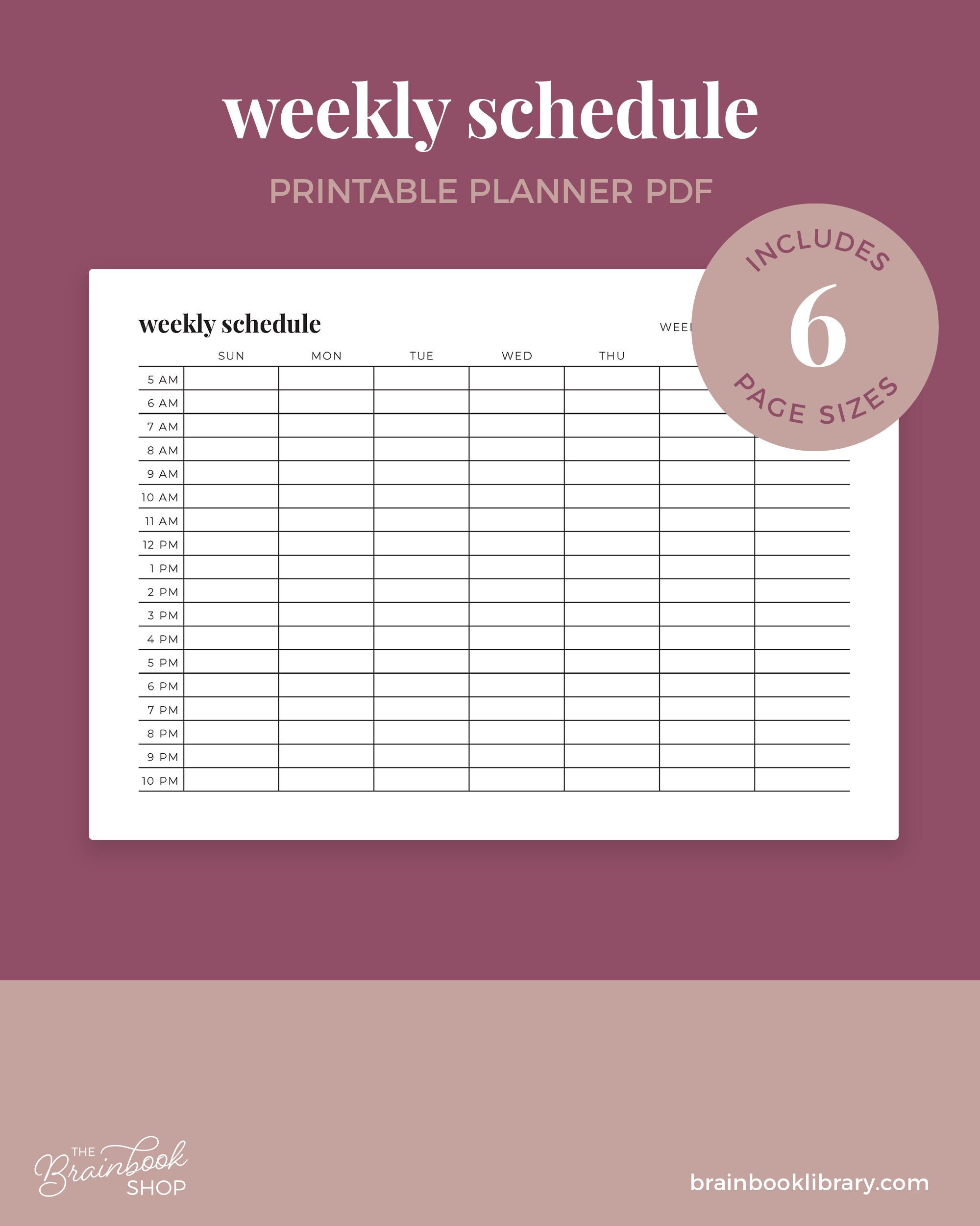 Weekly Schedule Printable, Weekly Planner, Hourly Weekly Schedule ...