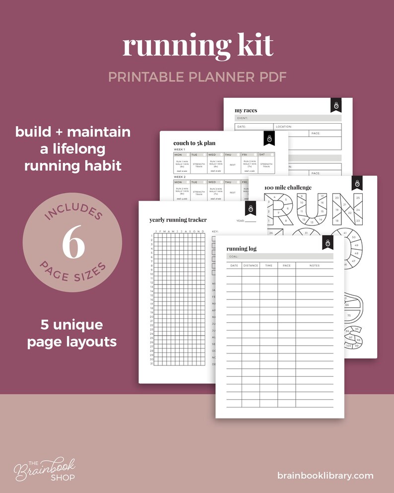 Running Tracker Kit Fitness Planner Couch to 5K Plan Race - Etsy