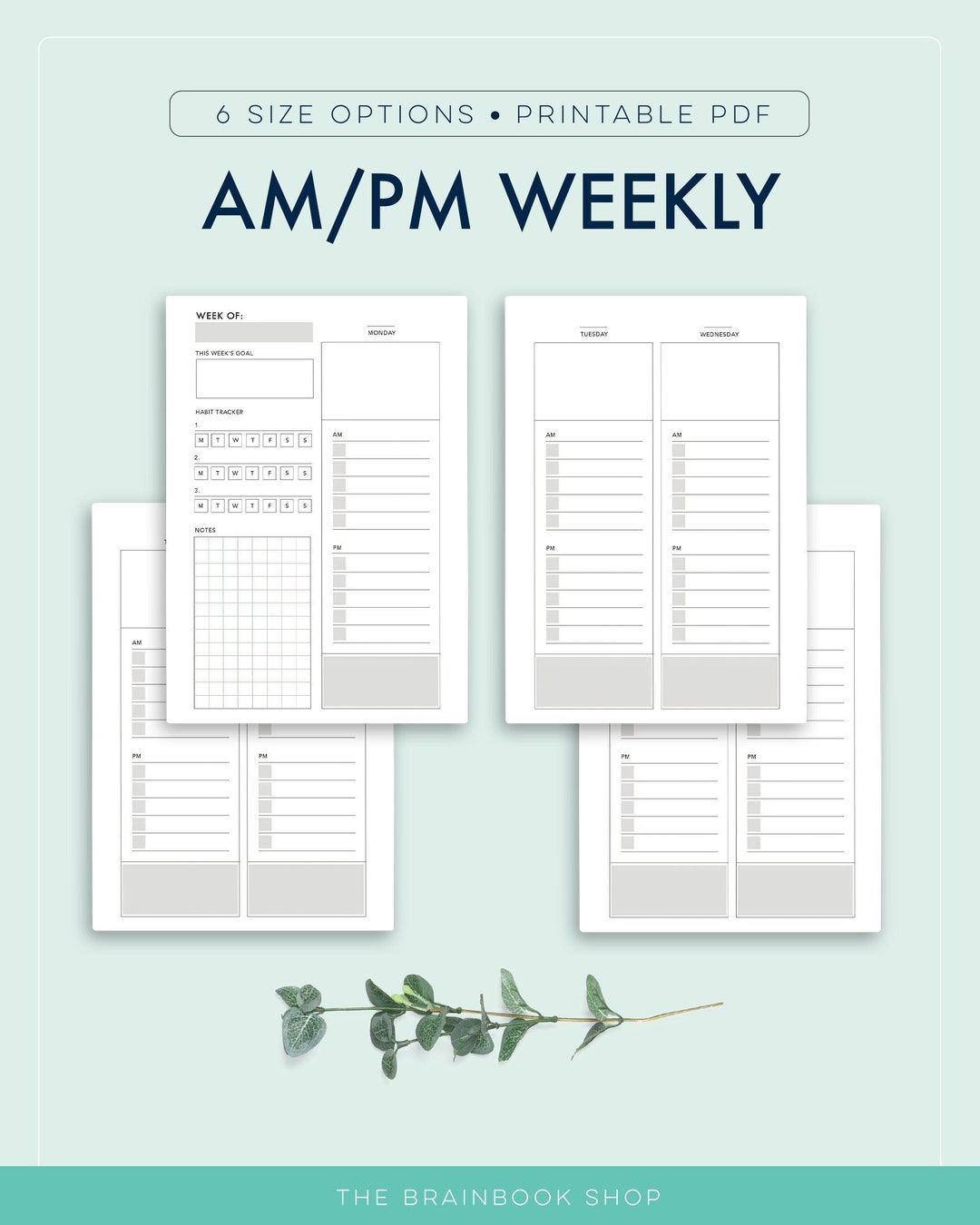 AM/PM Weekly Planner, Weekly Planner Layout, Weekly Habit Tracker, Week ...