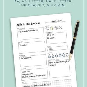 Daily Health Journal, Wellness Journal, Mental Health Tracker, Health ...