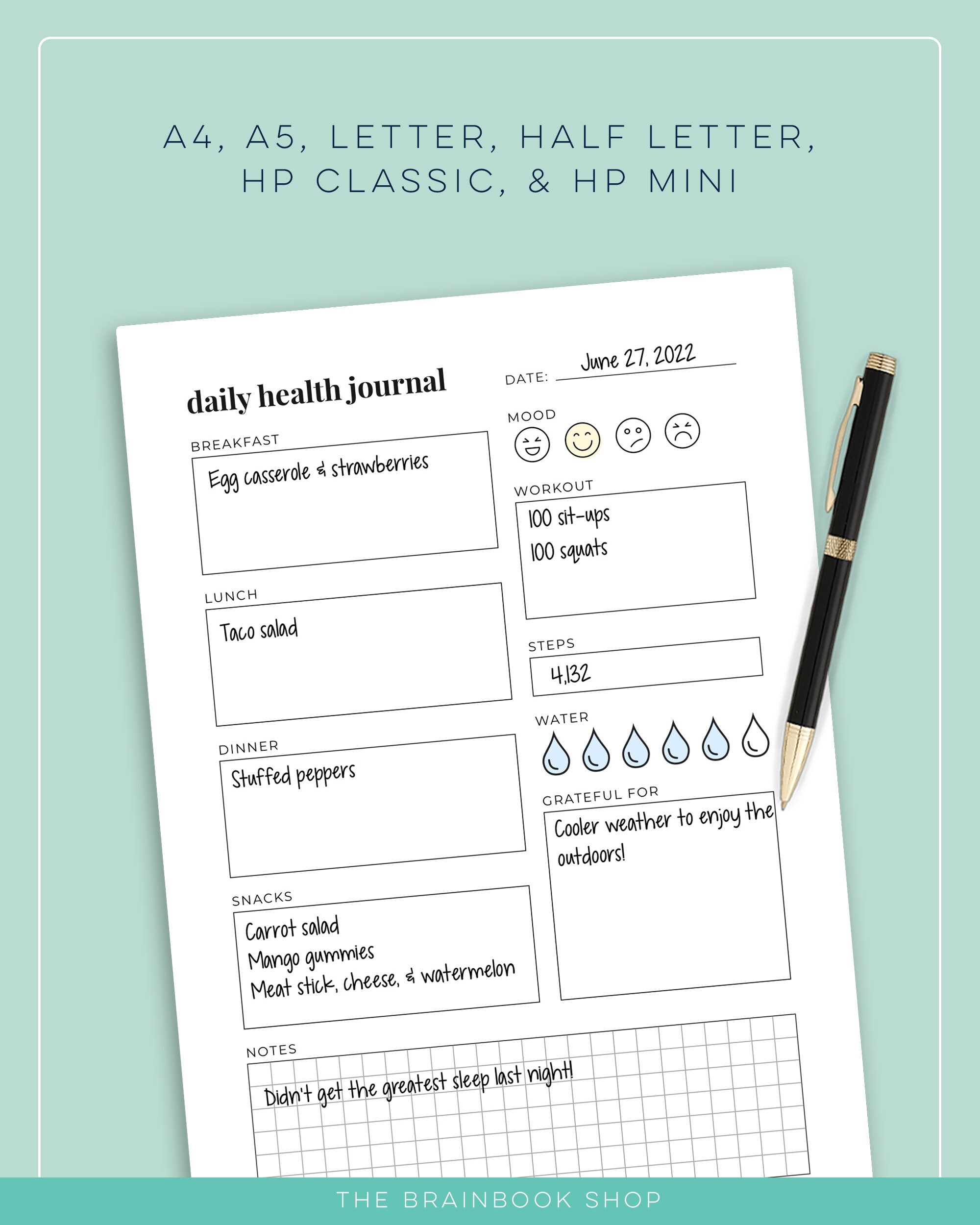 Daily Health Journal, Wellness Journal, Mental Health Tracker, Health ...