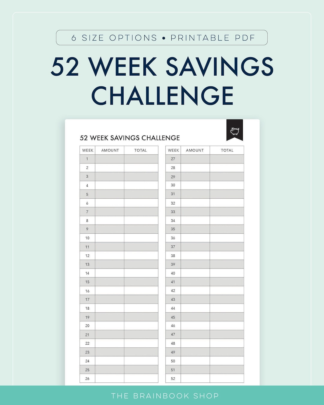 52 Week Savings Tracker, Yearly Money Challenge, Budget Binder A4 / A5 ...