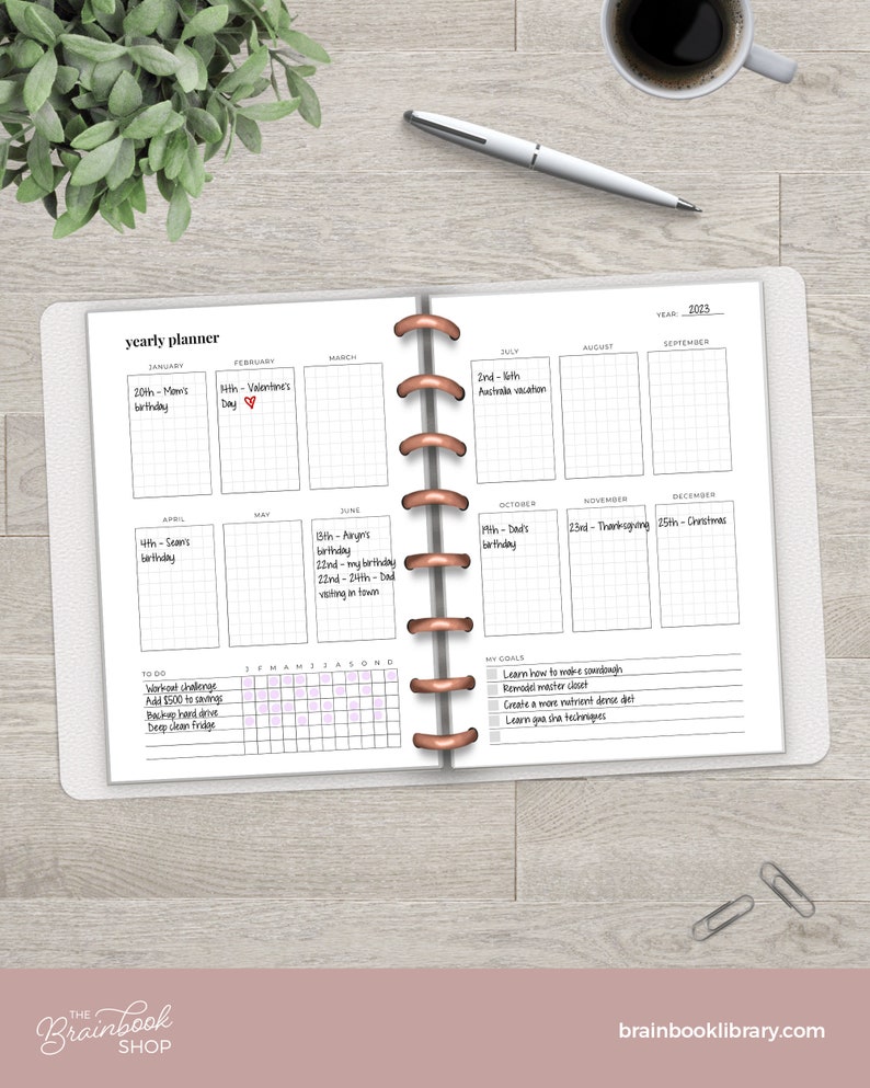 Yearly Planner Printable Yearly Overview Year at a Glance - Etsy