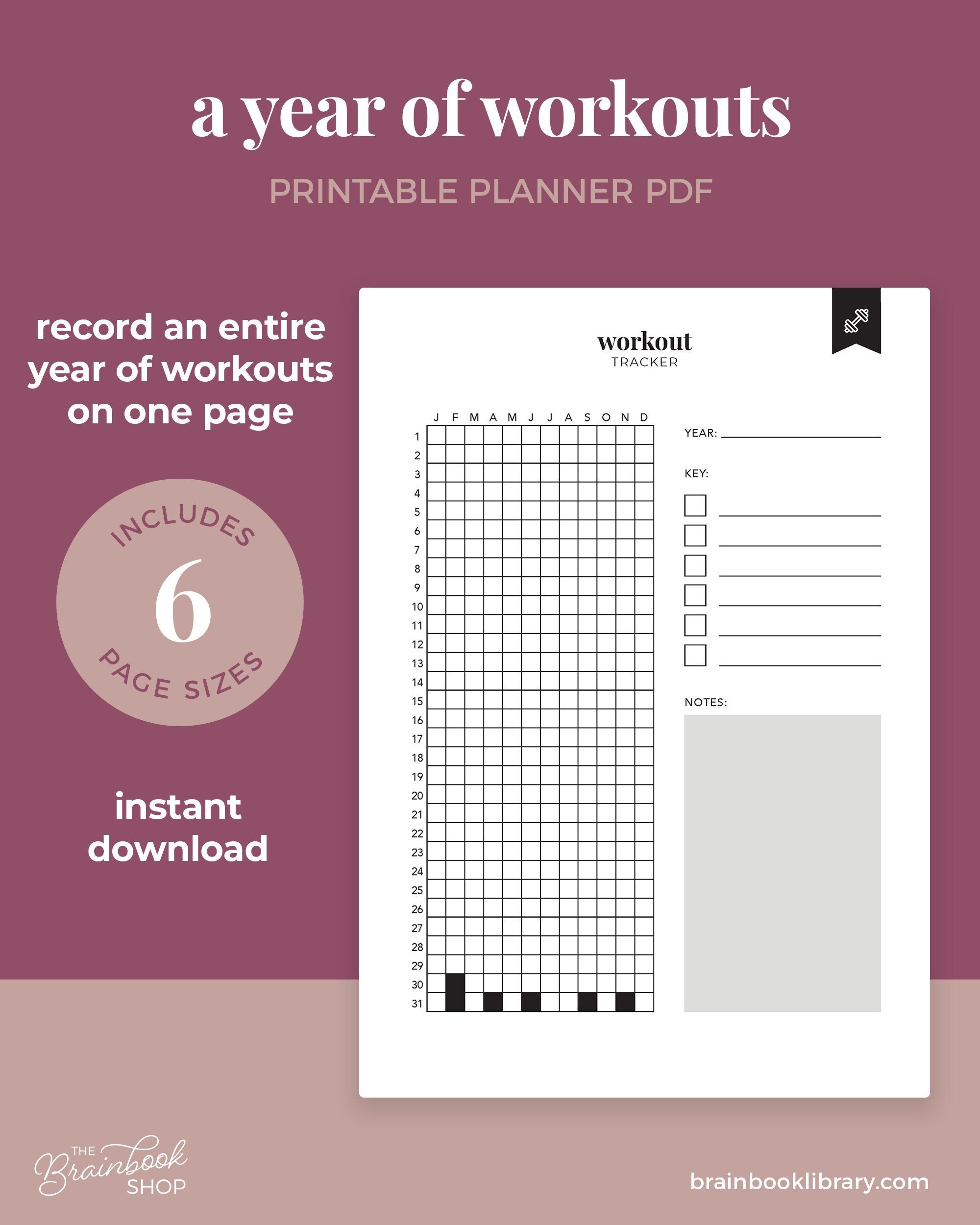 A Year of Workouts, Yearly Workout Tracker, Exercise Log, Workouts in ...