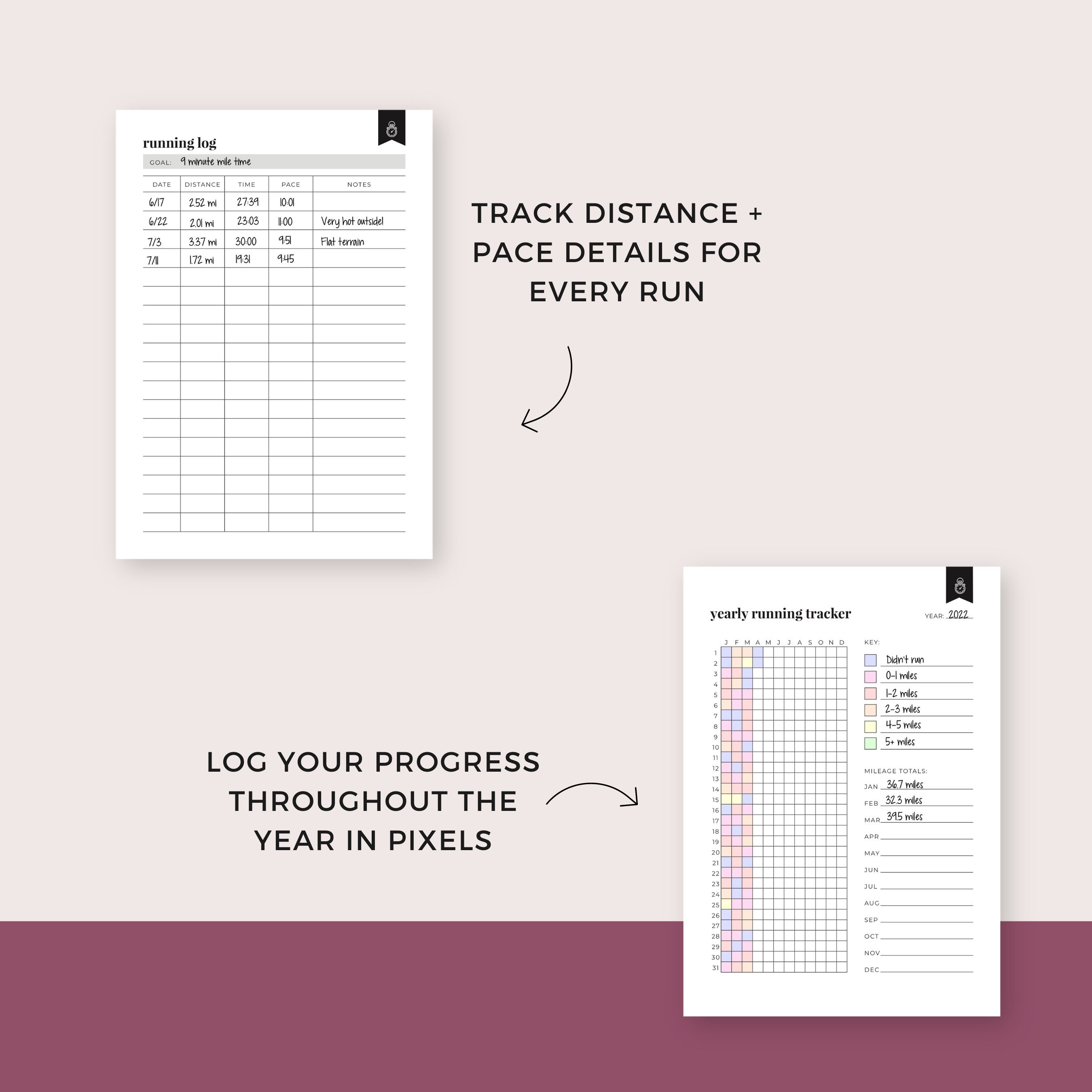 Running Tracker Kit, Fitness Planner, Couch to 5K Plan, Race Log ...