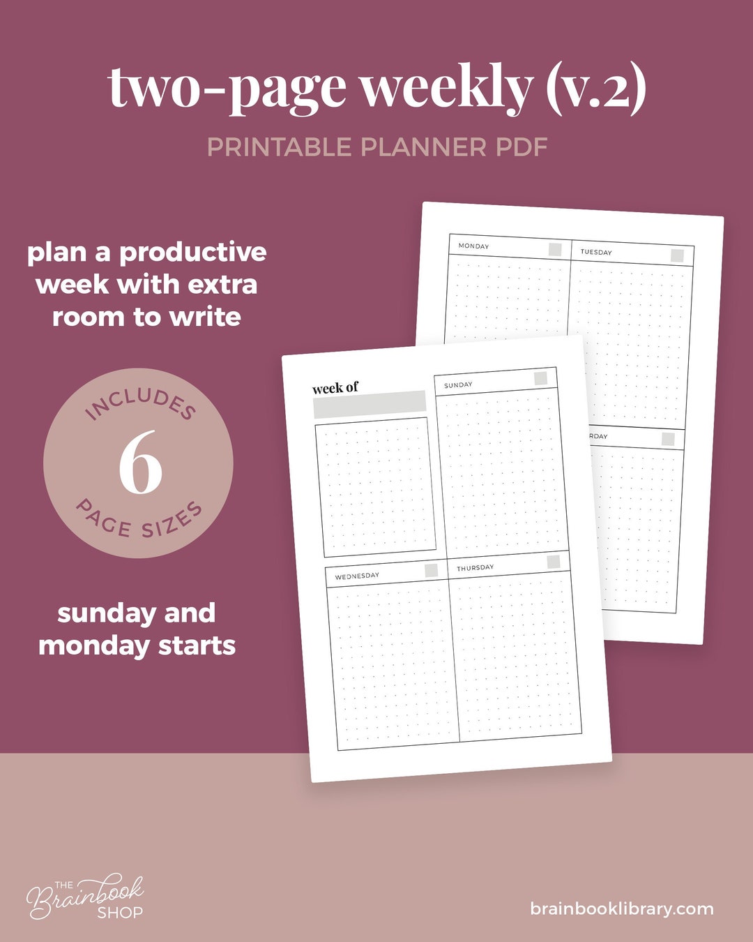 Two-page Weekly, Weekly Planner Layout, Weekly Planner & Habit Tracker ...