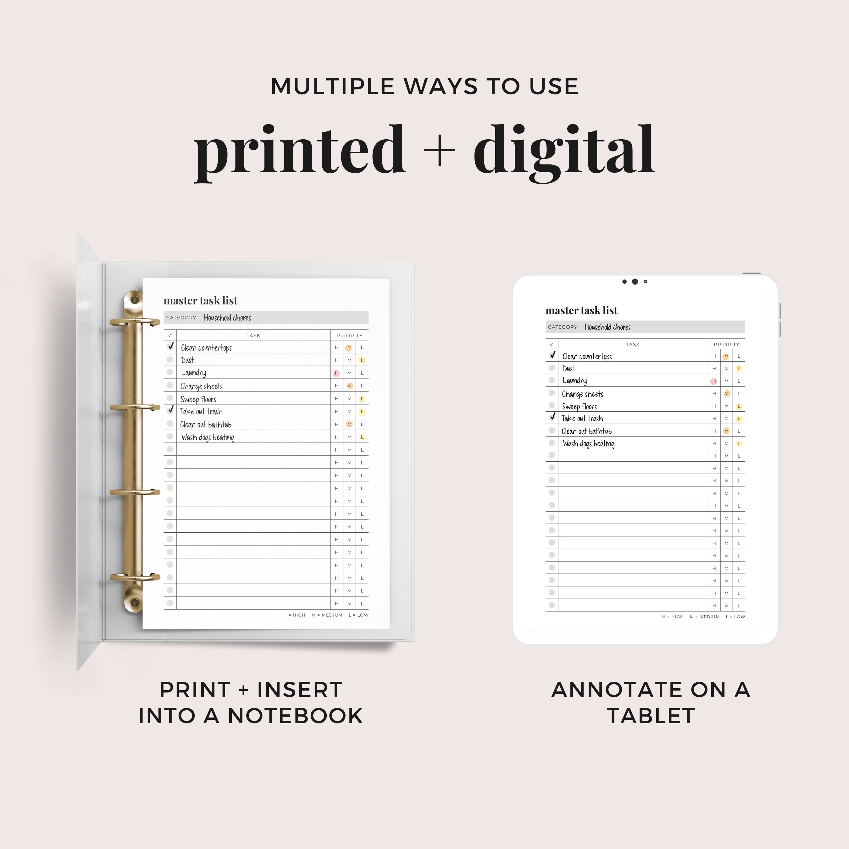 To Do List Printable Digital Bundle, PDF Checklists, Weekly Task List ...