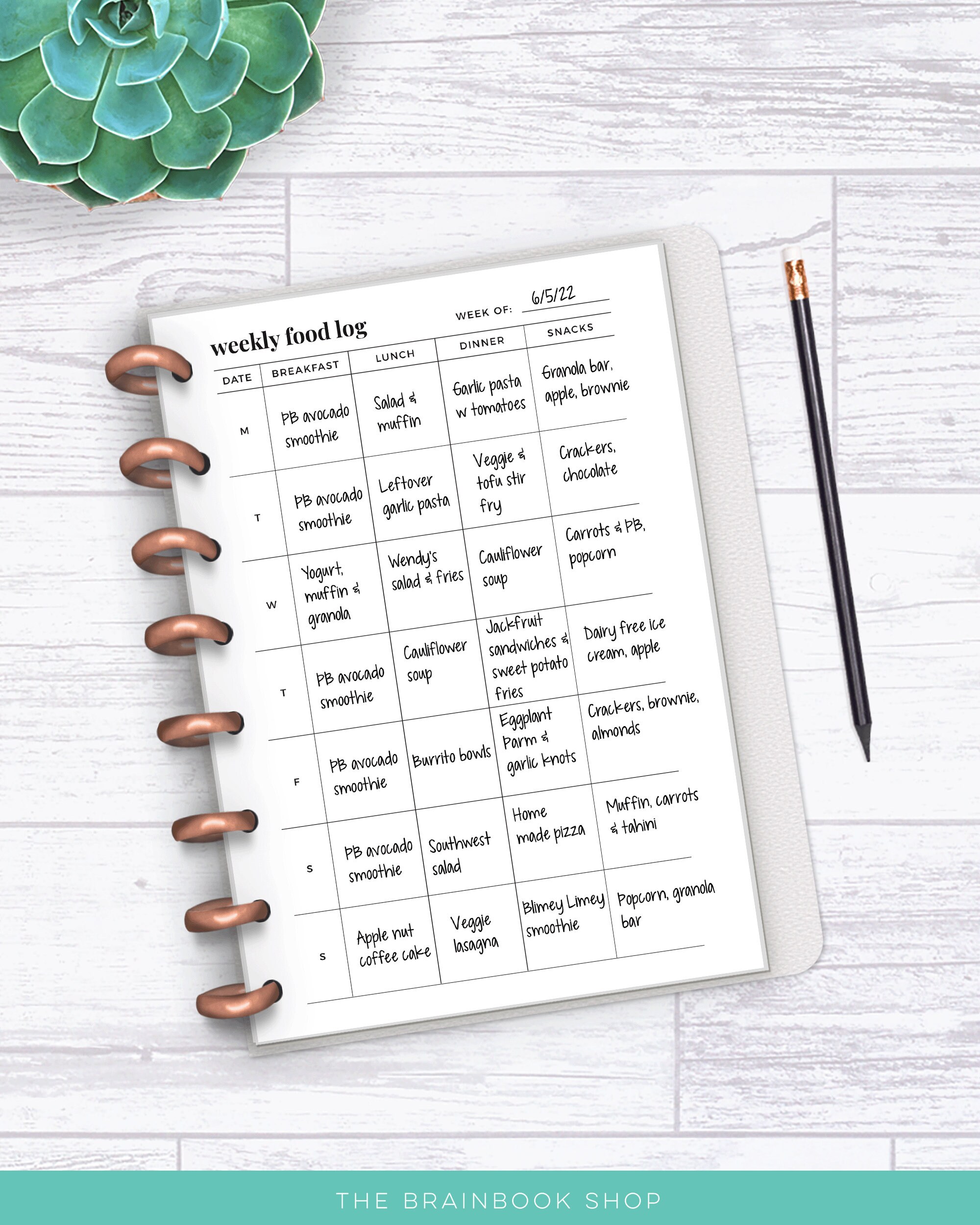 Weekly Food Log, Food Diary, Food Journal, Food Tracker Printable || A4 ...
