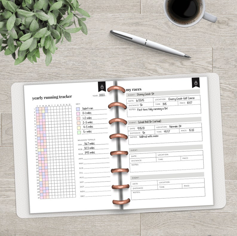 Running Tracker Kit, Fitness Planner, Couch to 5K Plan, Race Log ...